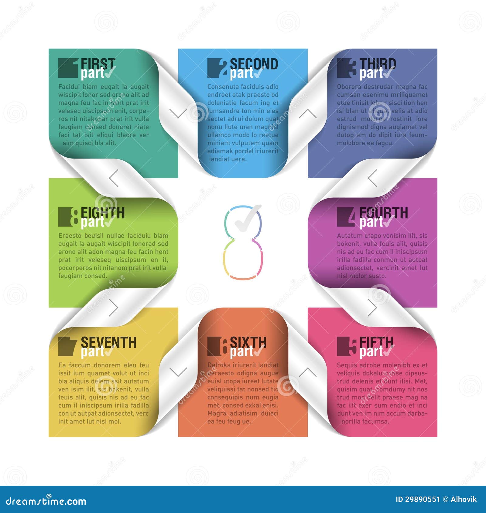 Eight Parts Cycle Design Template Stock Vector - Illustration of number ...