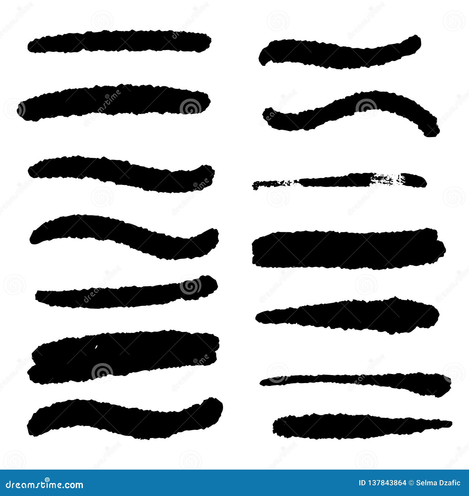 Handmade Set of Underline Strokes. Vector Strokes in Grunge Marker ...