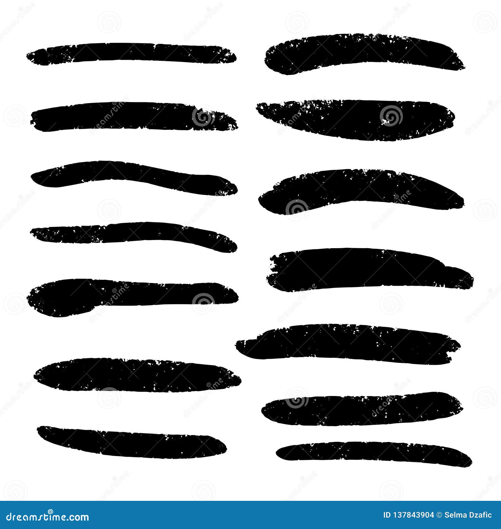 Handmade Set of Underline Strokes. Vector Strokes in Grunge Marker ...