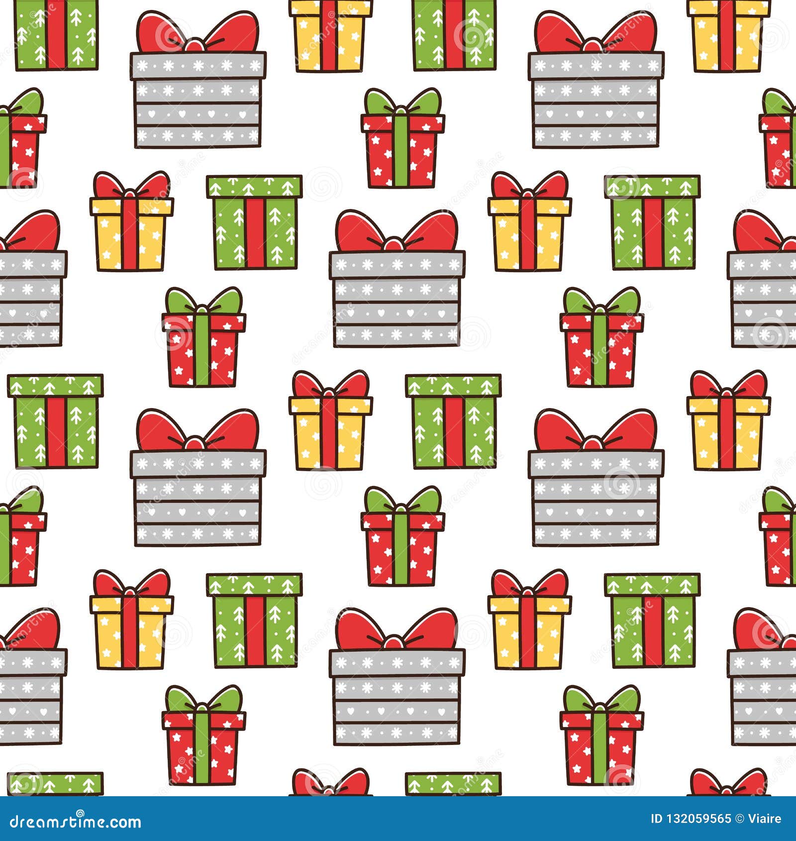 Christmas Seamless Pattern with Different Gift Boxes. Stock Vector ...