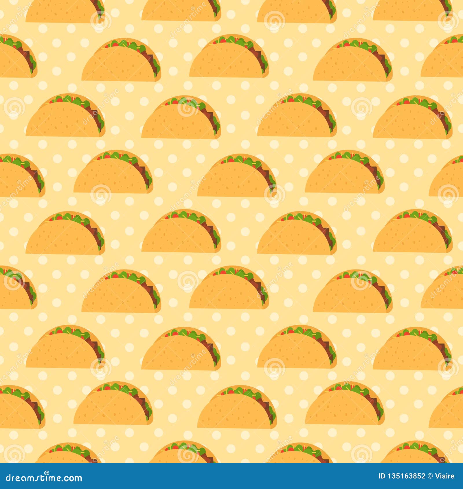 Seamless Pattern with Taco, on a Yellow Background with White Dots ...