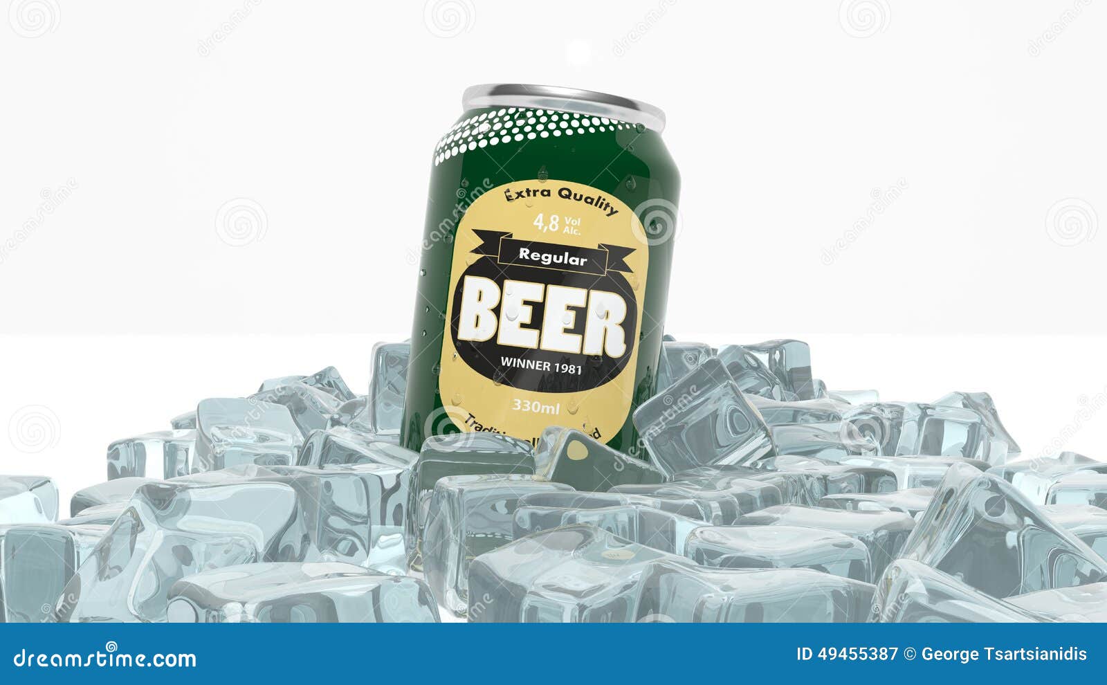 Can of beer in ice cubes stock illustration. Illustration of graphic ...