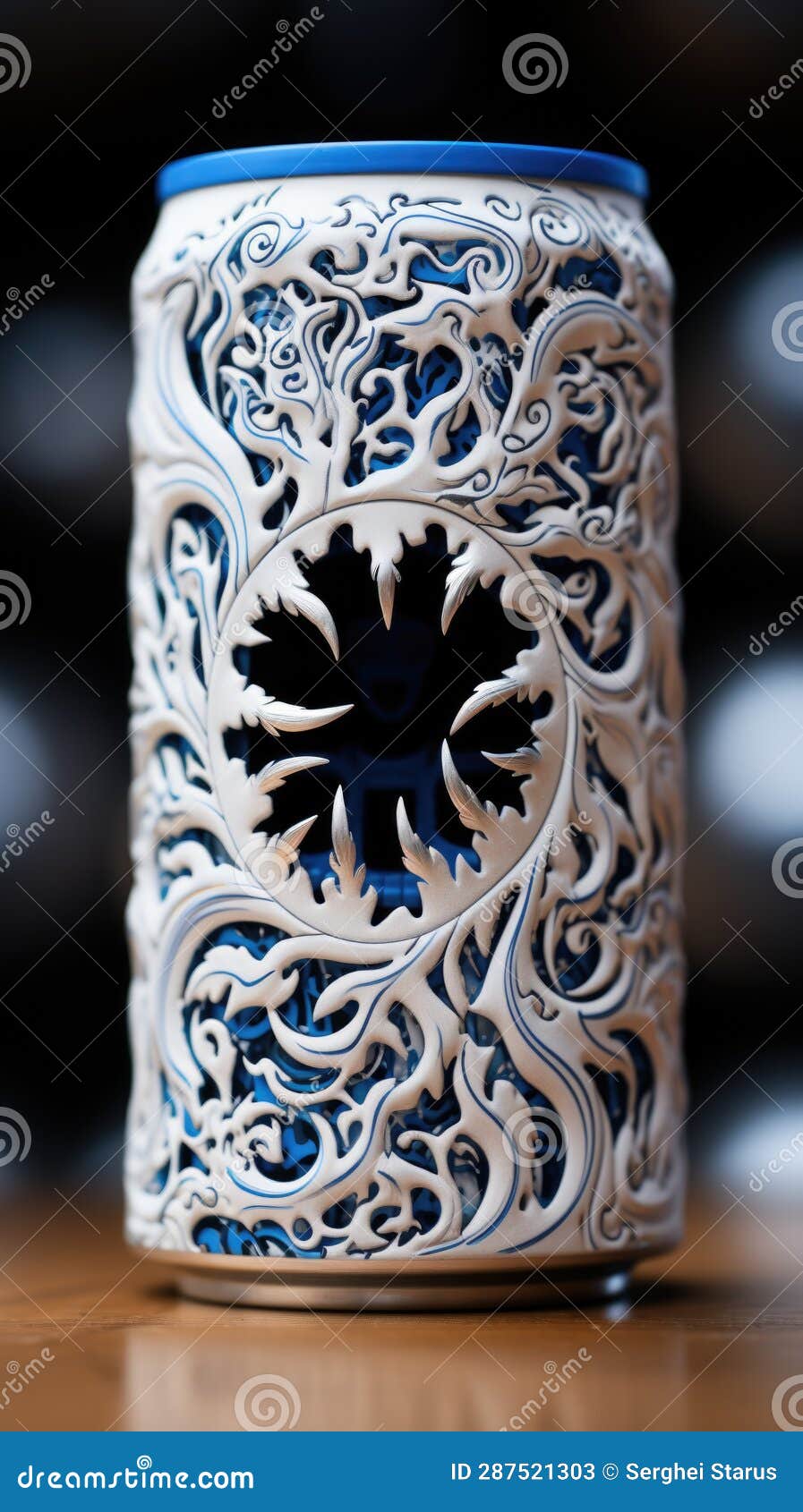 A Can with a Blue and White Design on it. AI Stock Illustration ...