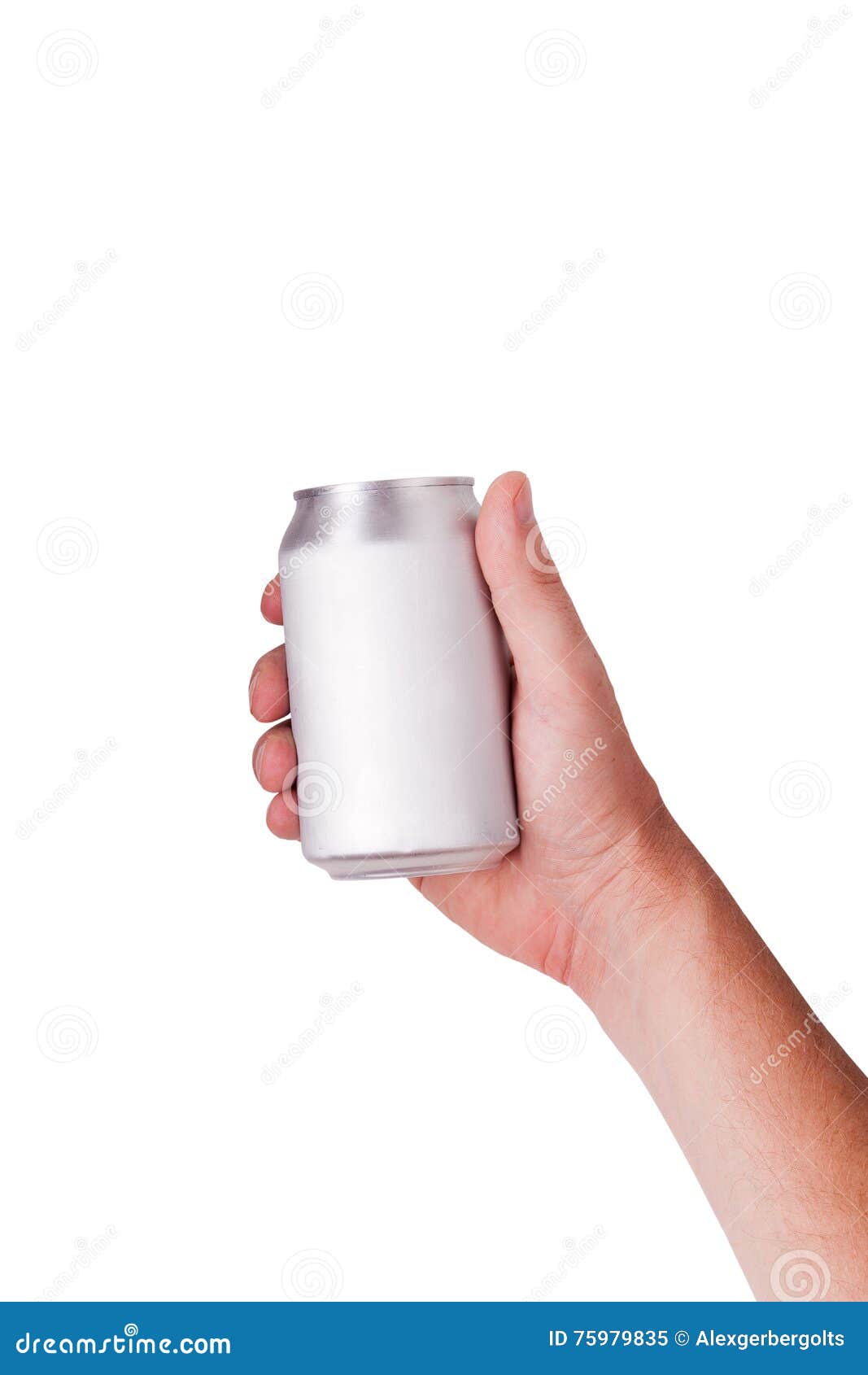 Can of Coke in Hand Isolated on White Stock Image - Image of open, soda ...