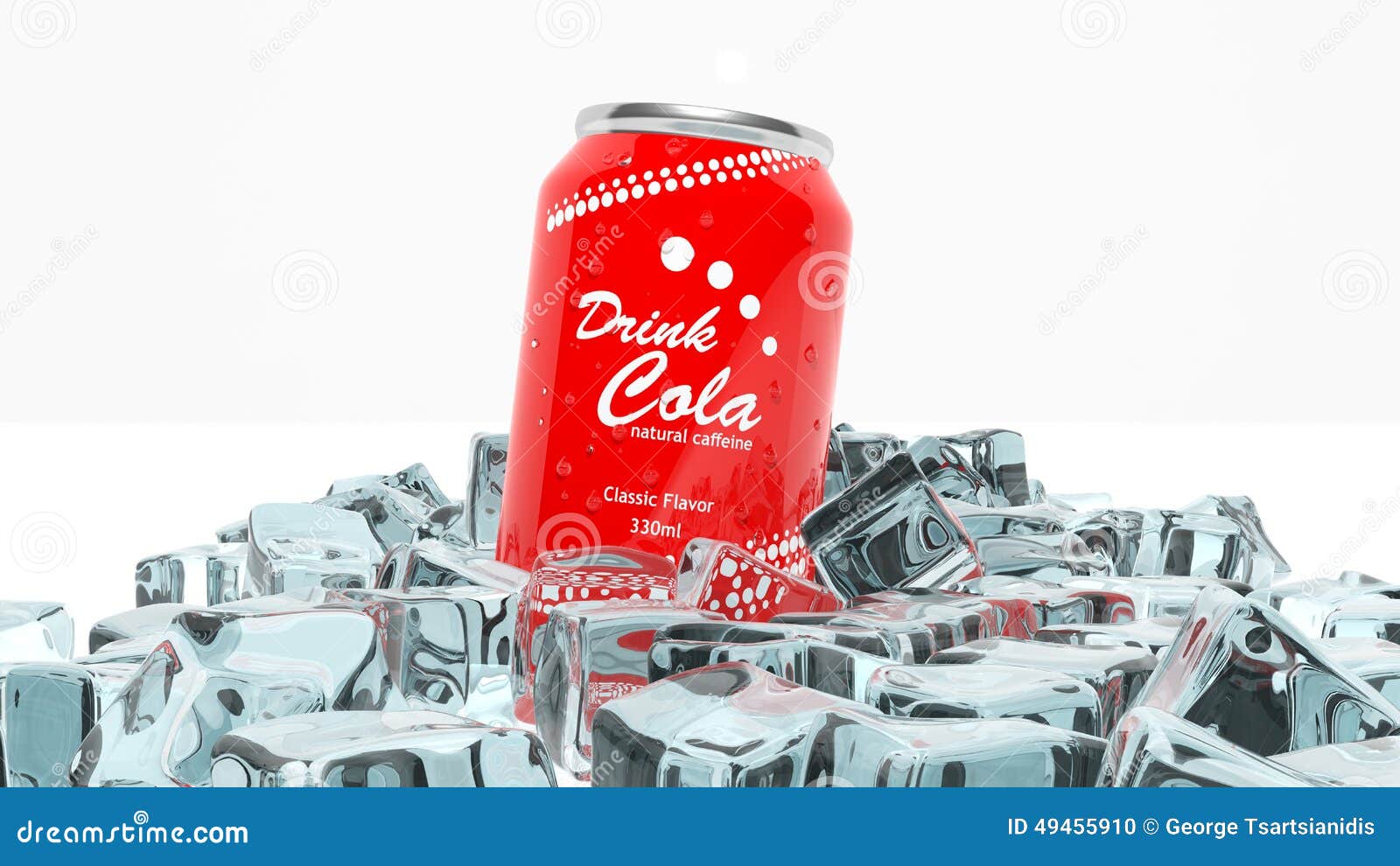 Can of cola in ice cubes stock illustration. Illustration of template ...