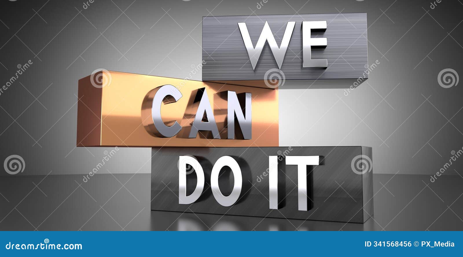 We Can Do it - Words on Metal Blocks Stock Illustration - Illustration of motivation, attitude ...