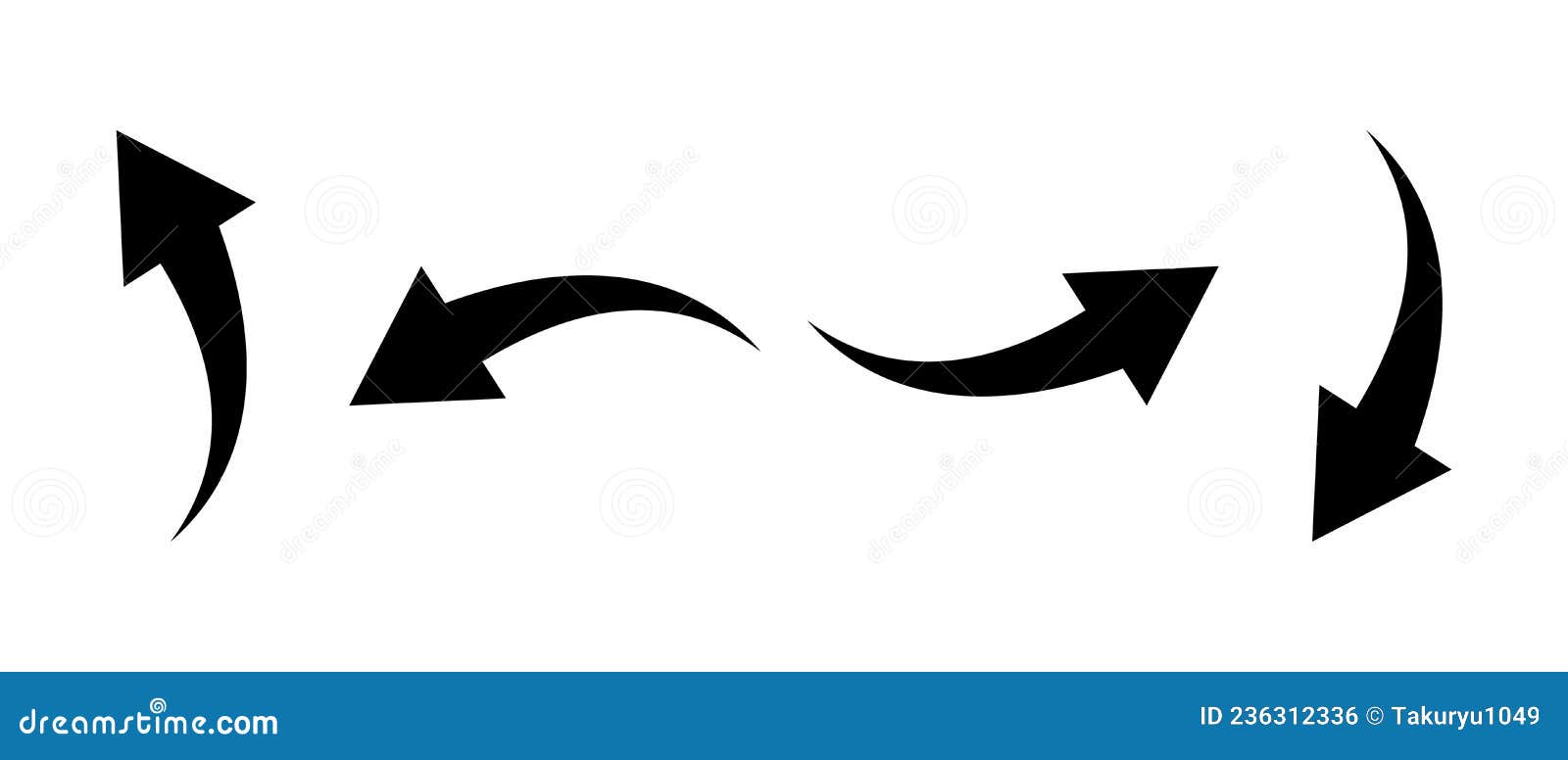 An Arrow Icon Set with a Wavy. Vector. Stock Vector - Illustration of ...