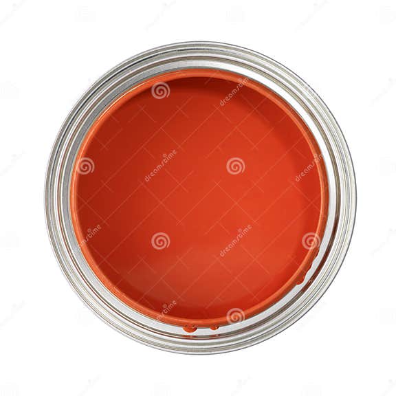 Can filled with red paint stock image. Image of glossy - 3541209