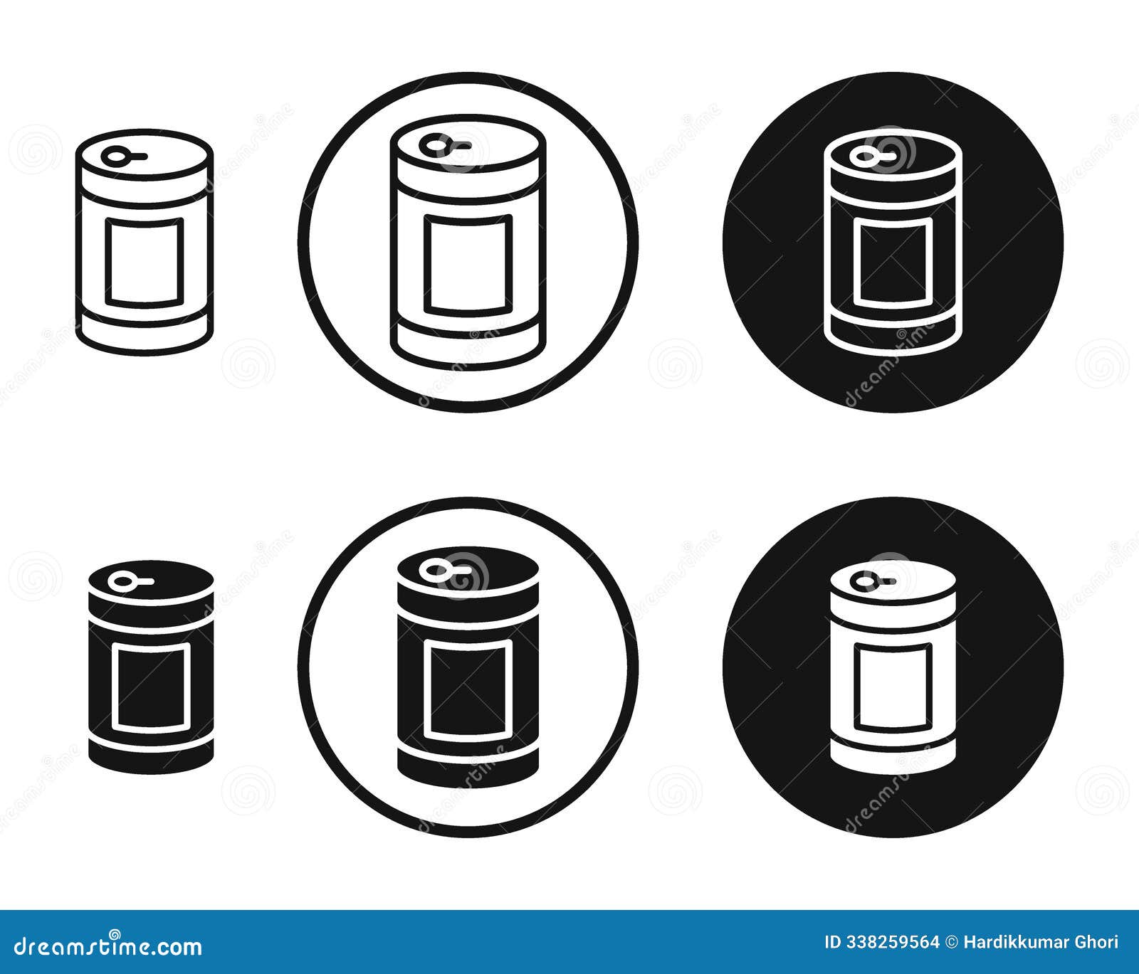 Can Food Vector Icon Set in Black and White Outlines Stock Vector ...