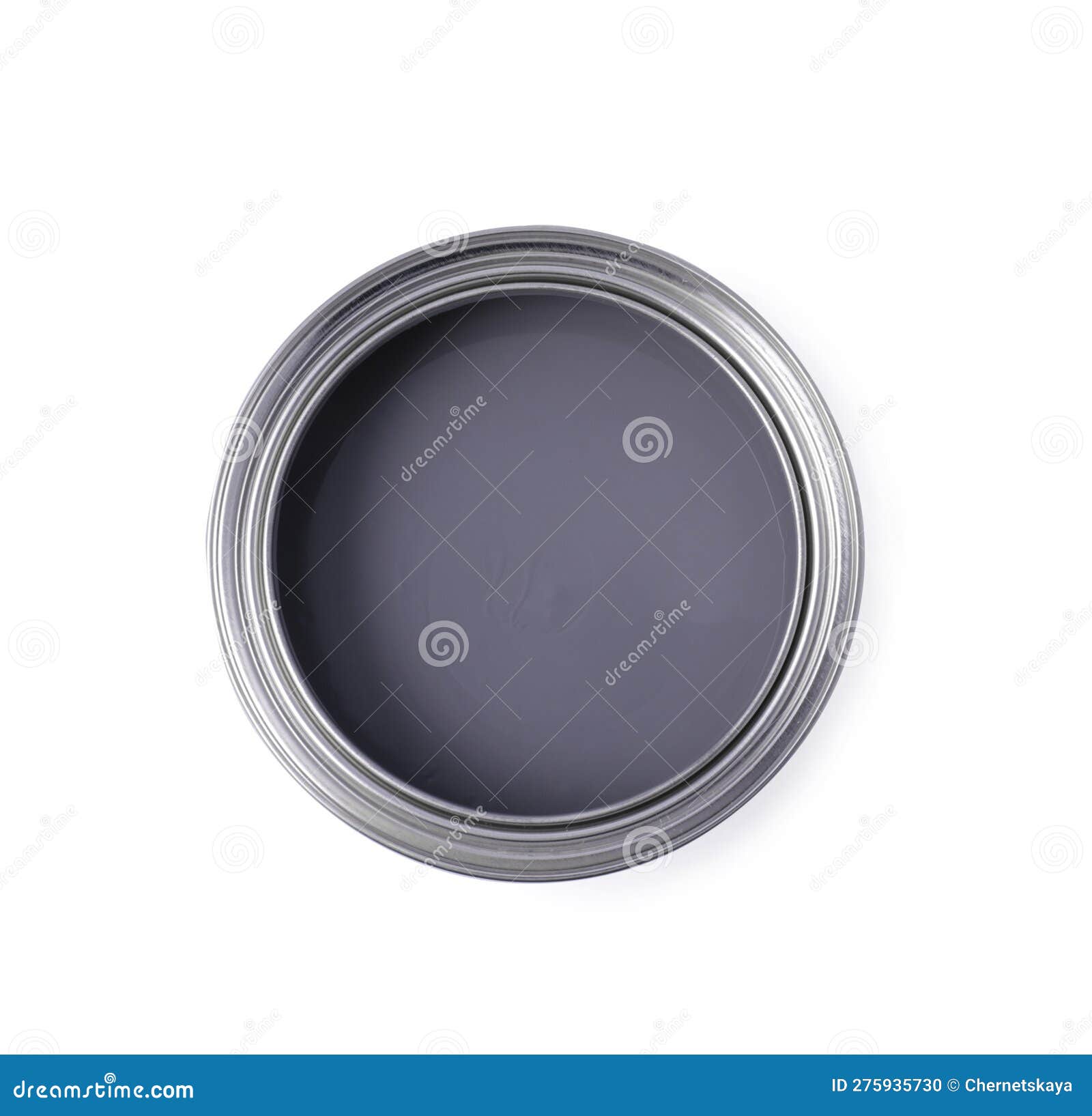 Can with Gray Paint on White Background, Top View Stock Photo - Image ...