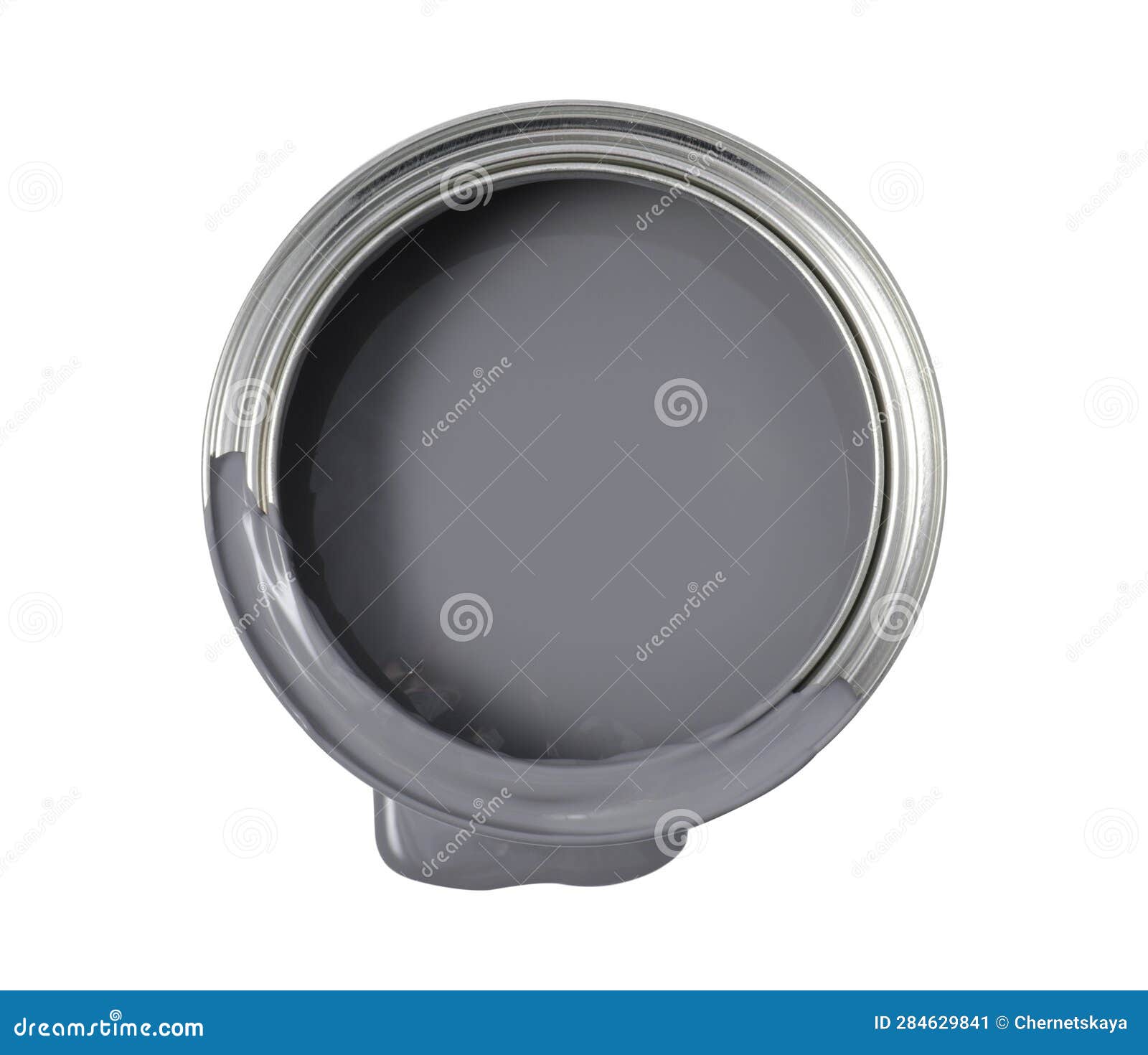 Can of Grey Paint Isolated on White, Top View Stock Image - Image of ...