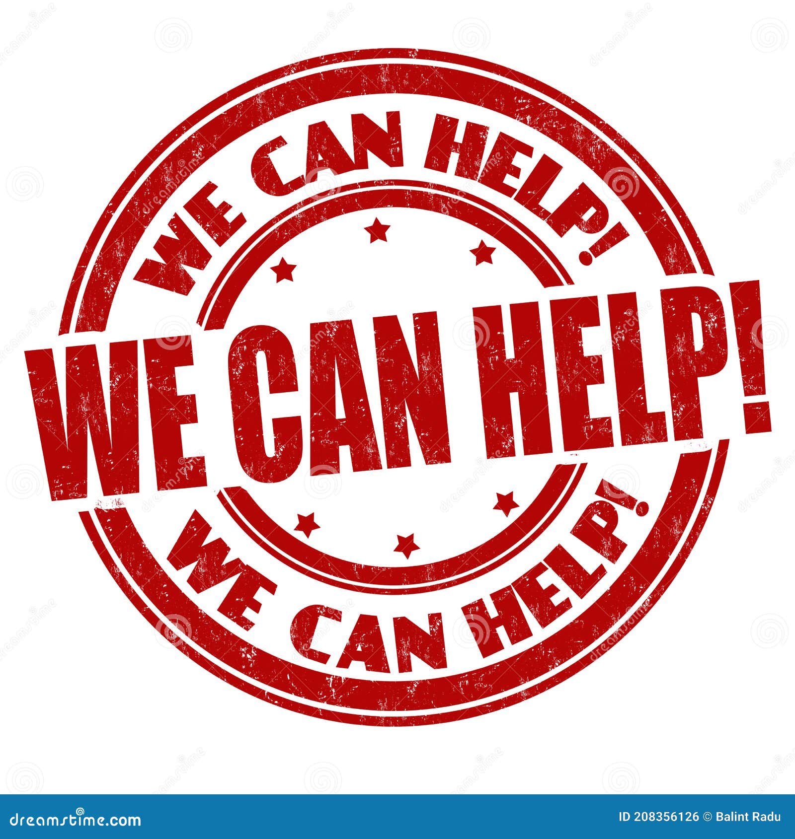 We can help sign or stamp stock vector. Illustration of concept - 208356126