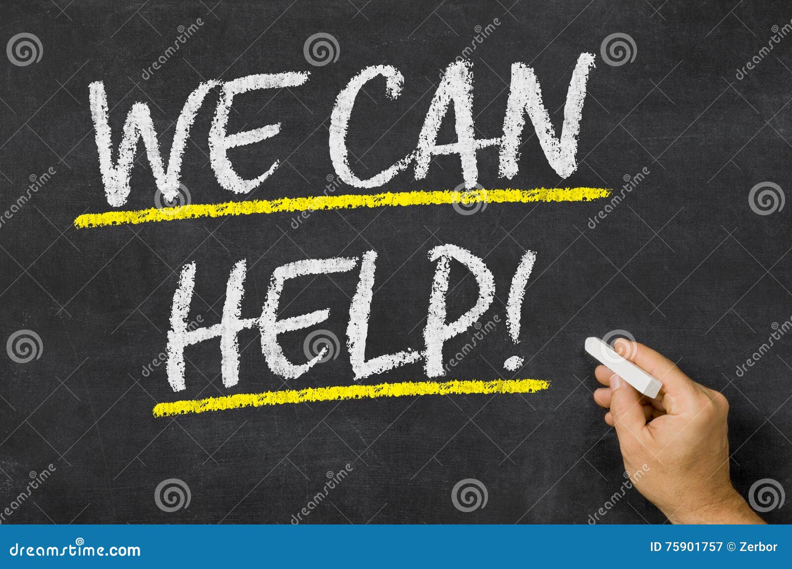 We can help stock image. Image of customer, handwriting - 75901757