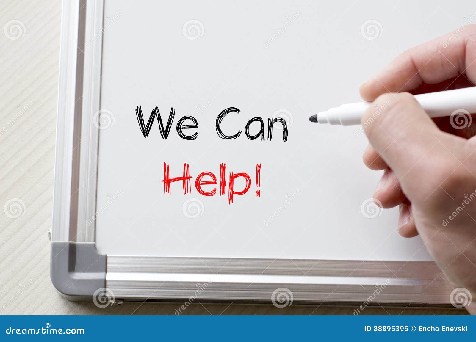 We Can Help Written on Whiteboard Stock Image - Image of elevate ...