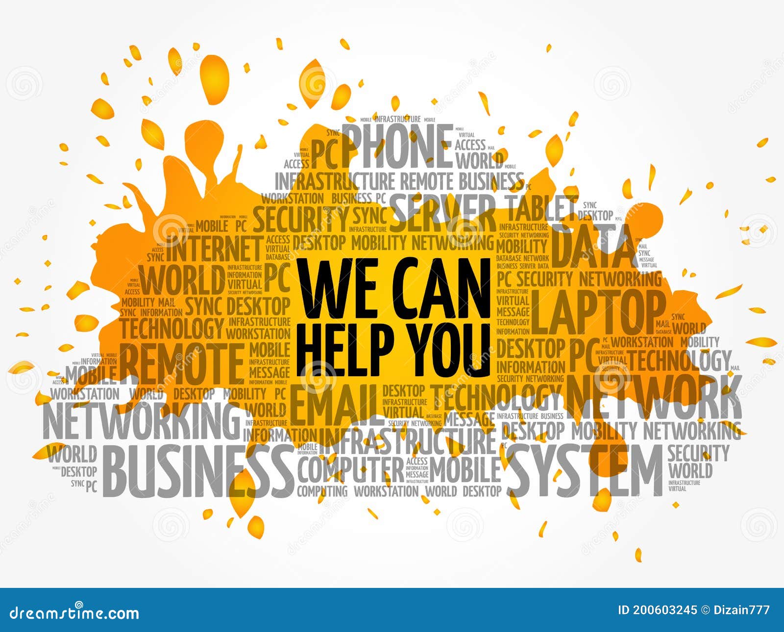 We Can Help You Word Cloud Collage Stock Illustration - Illustration of ...