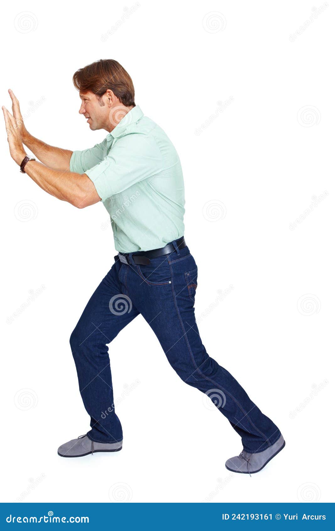 Can I Get a Little Help Over Here. an Isolated Shot of a Man Pushing ...