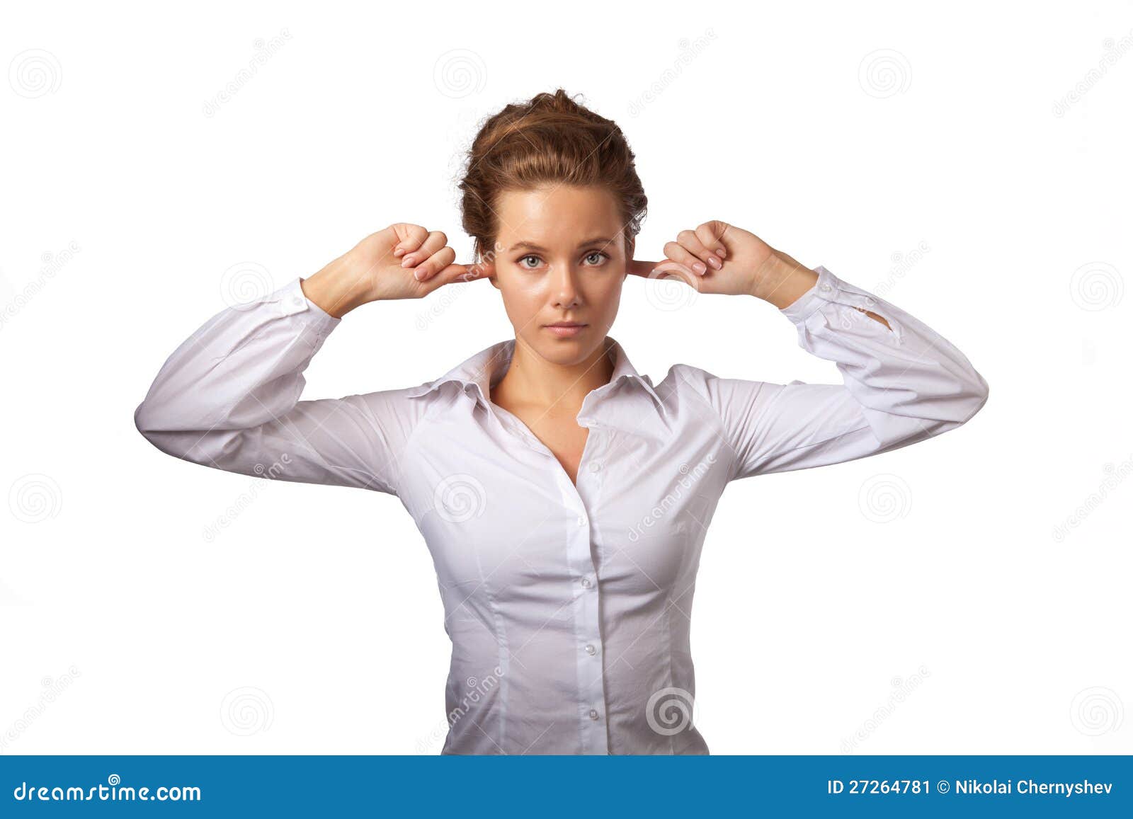She can not hear stock image. Image of covering, frustration - 27264781