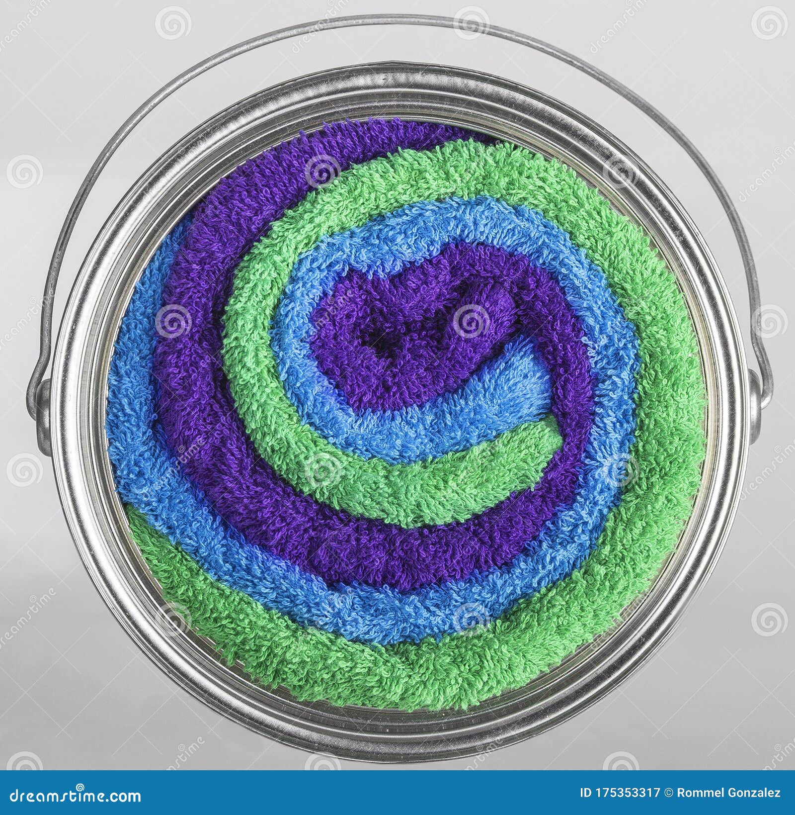 Can of Paint Mixing Colors and Textures, Bath Towels Mix Stock Image ...