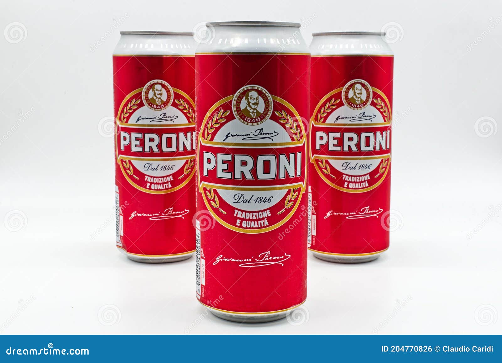 Can Of Peroni Beer On Beer Barrel With Dark Background. Illustrative ...