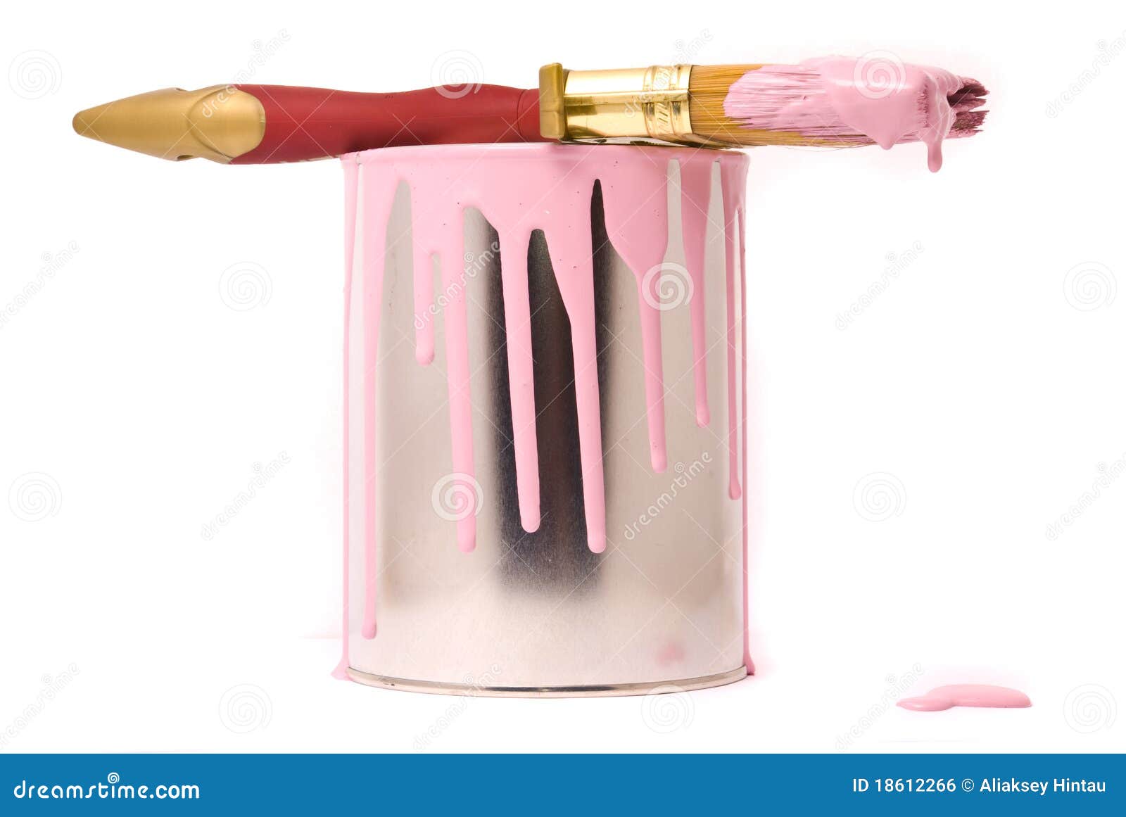 Can of pink paint stock photo. Image of gold, group, brush - 18612266