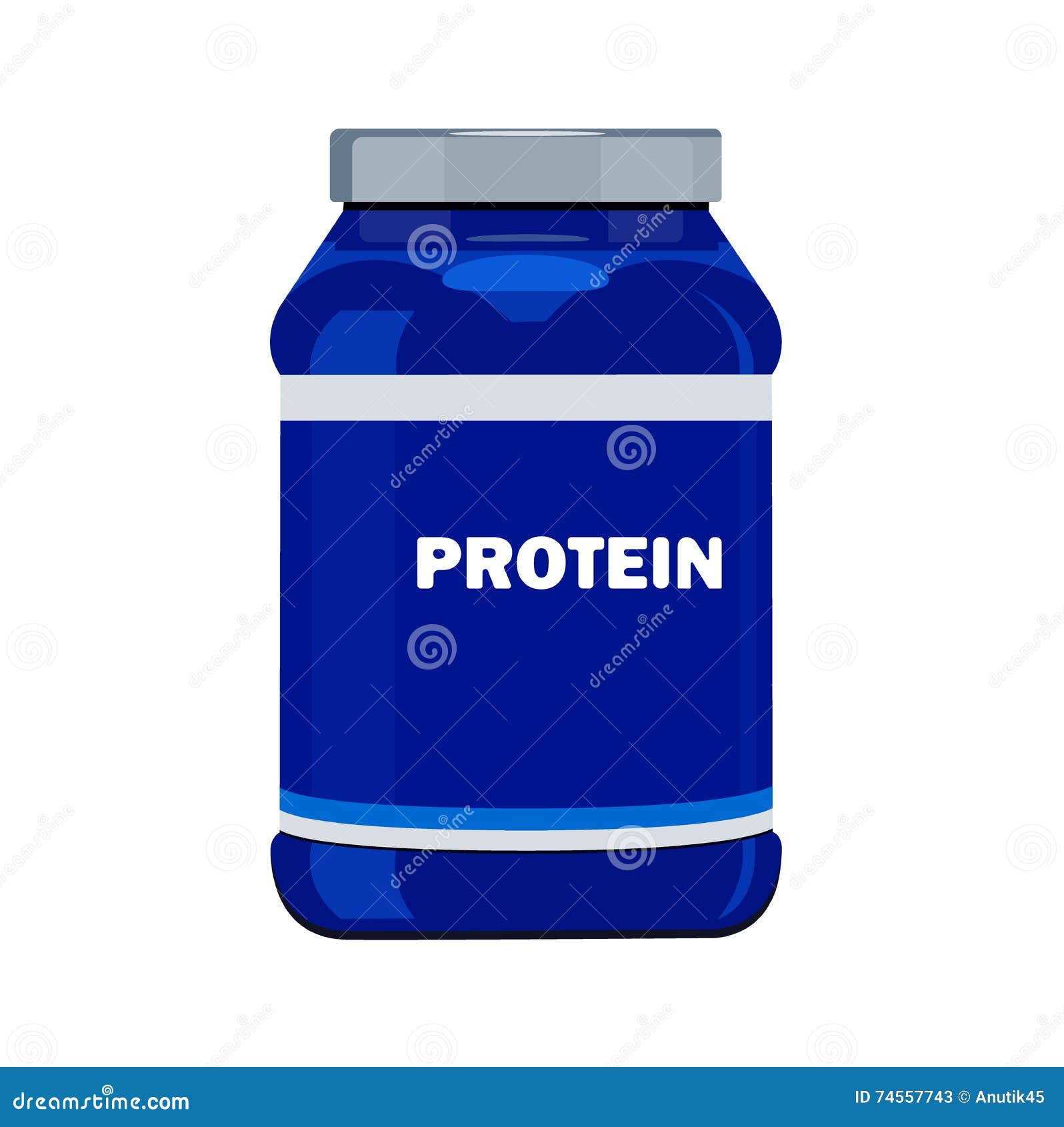 Can of Protein Powder Isolated on White Background, Vector Illustration ...