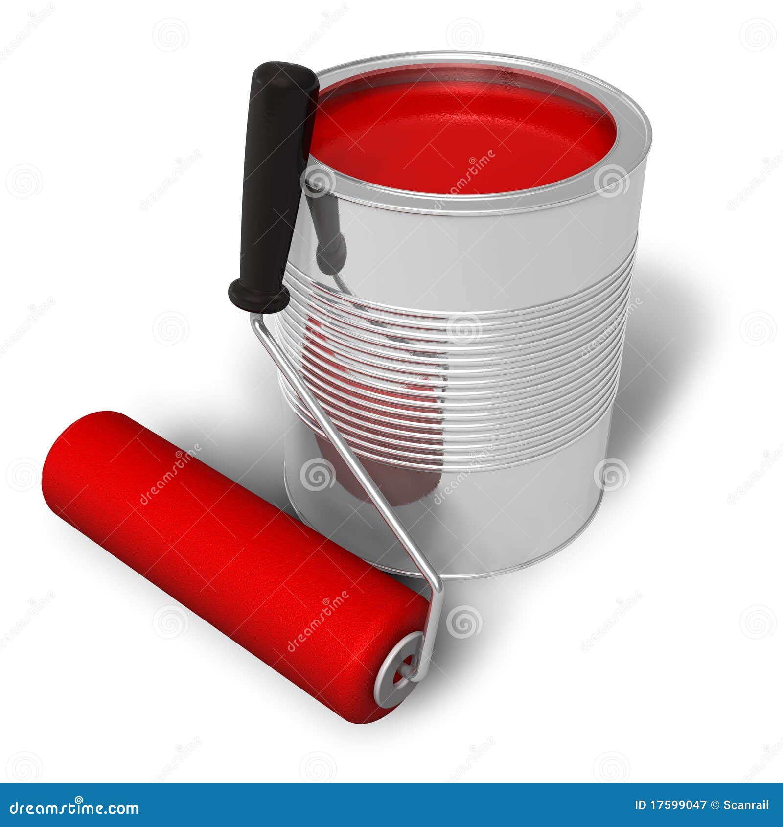 Paint Roller Illustration With Red Paint Splash Isolated On Cream ...