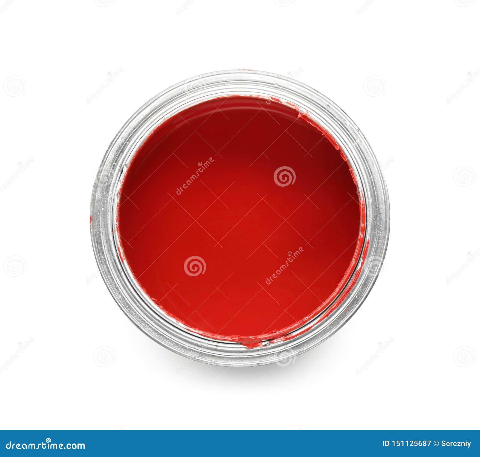 Can with Red Paint on White Background Stock Image - Image of metal ...
