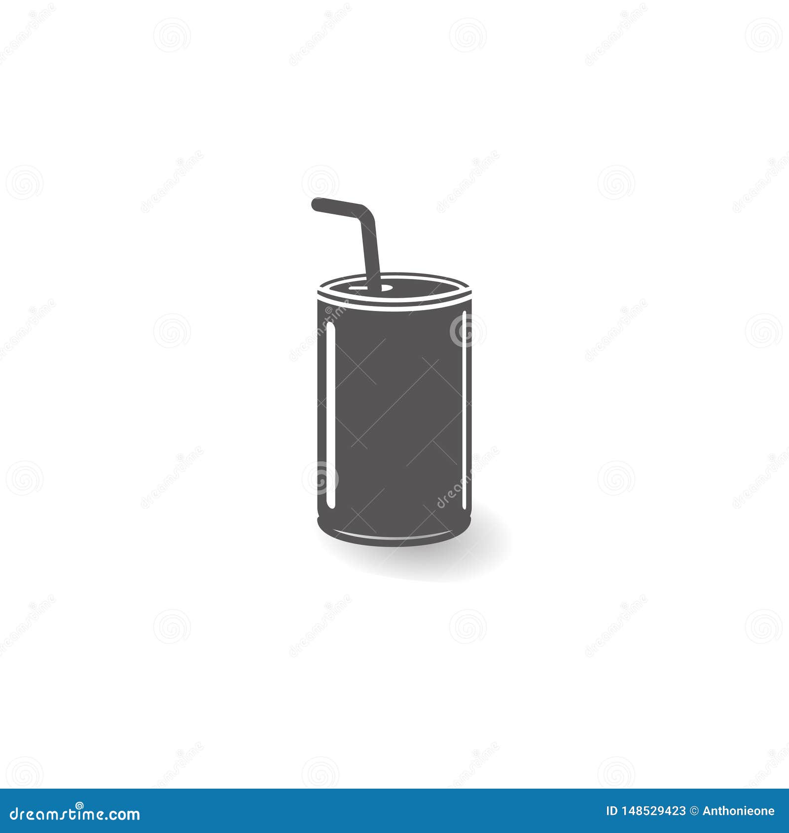 Can with Straw Icon Simple Flat Style Vector Illustration Stock Vector ...
