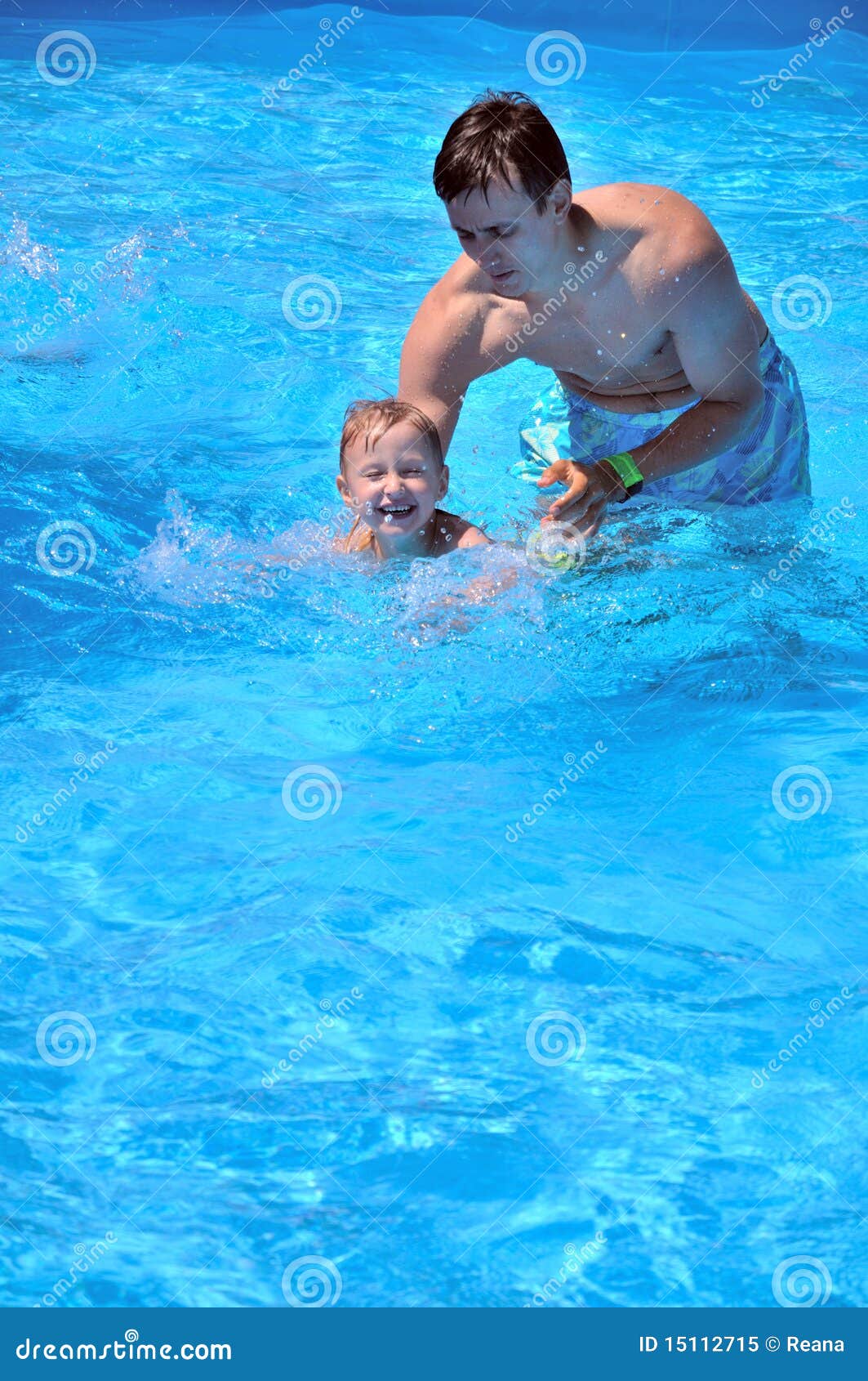 He almost can swim stock image. Image of childhood, help - 15112715