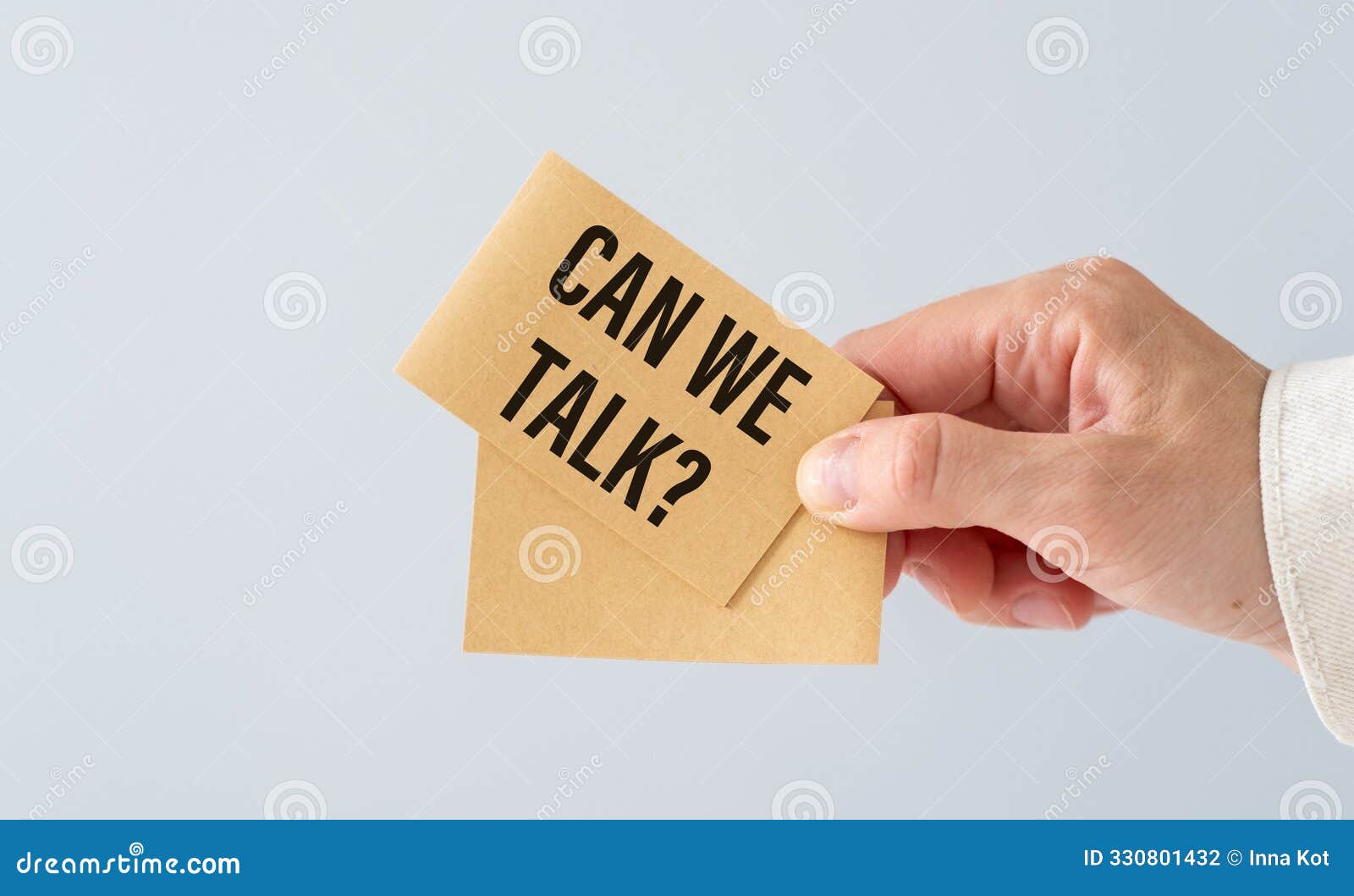 Can we Talk Text on Stickers in Hand on Light Background. Stock Photo ...