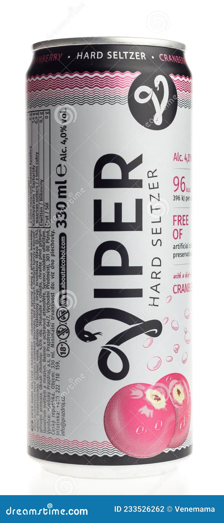 Can of Viper Hard Seltzer Cranberries Drink Isolated on White Editorial ...