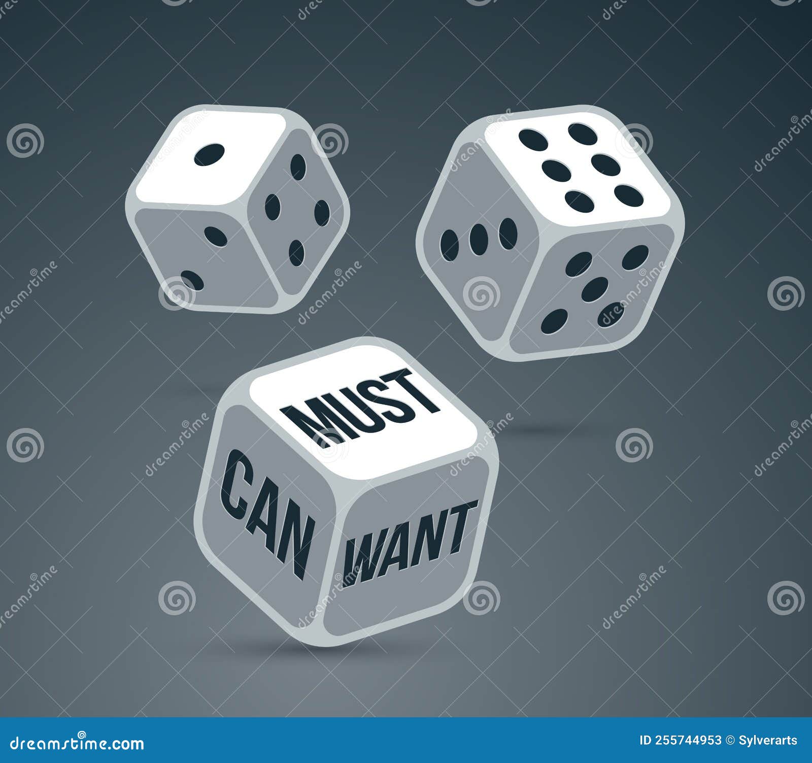 Can Want and Must Vector Business Concept with Rolling Dices. Stock ...