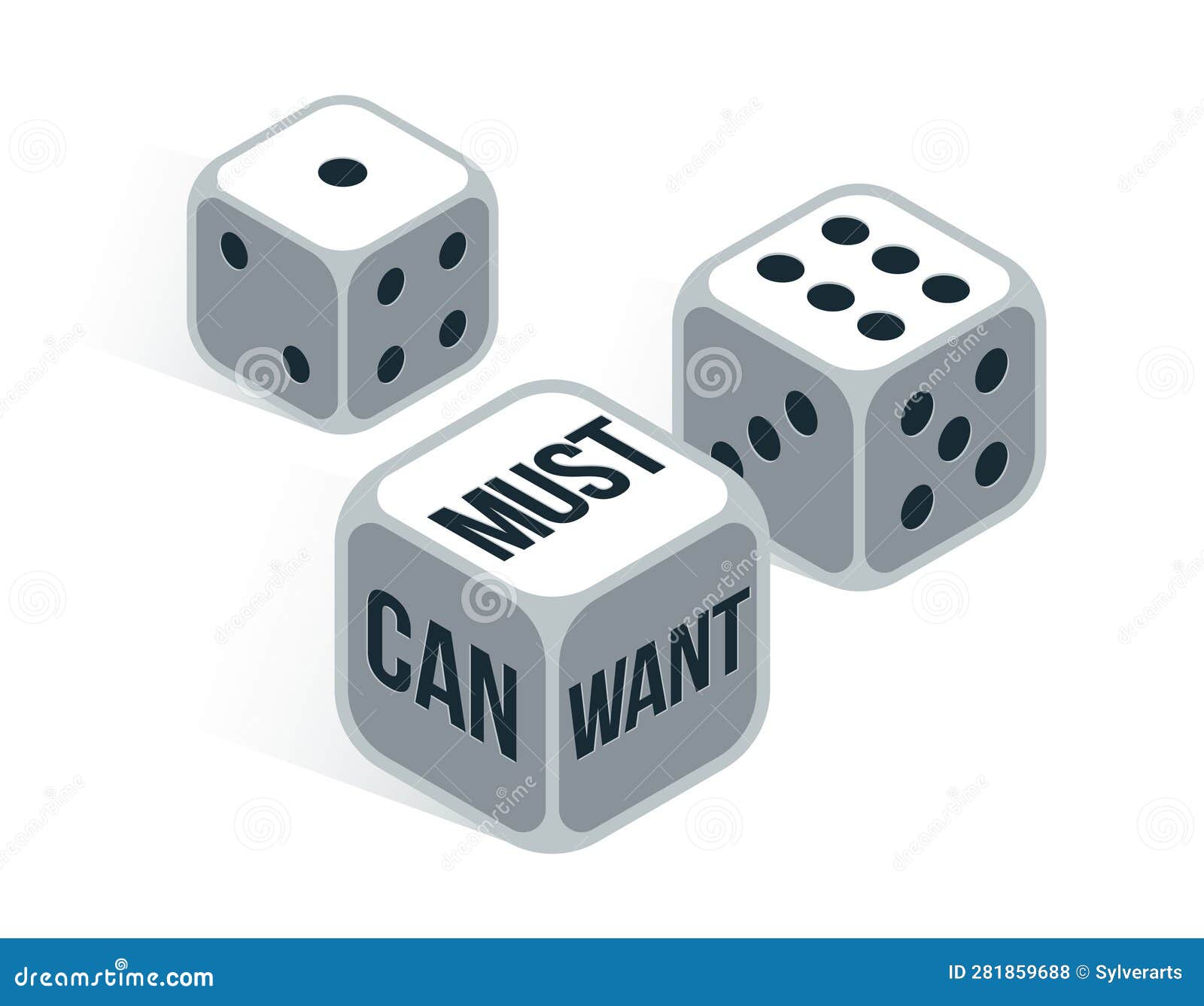 Can Want and Must Vector Business Concept with Rolling Dices. Stock ...