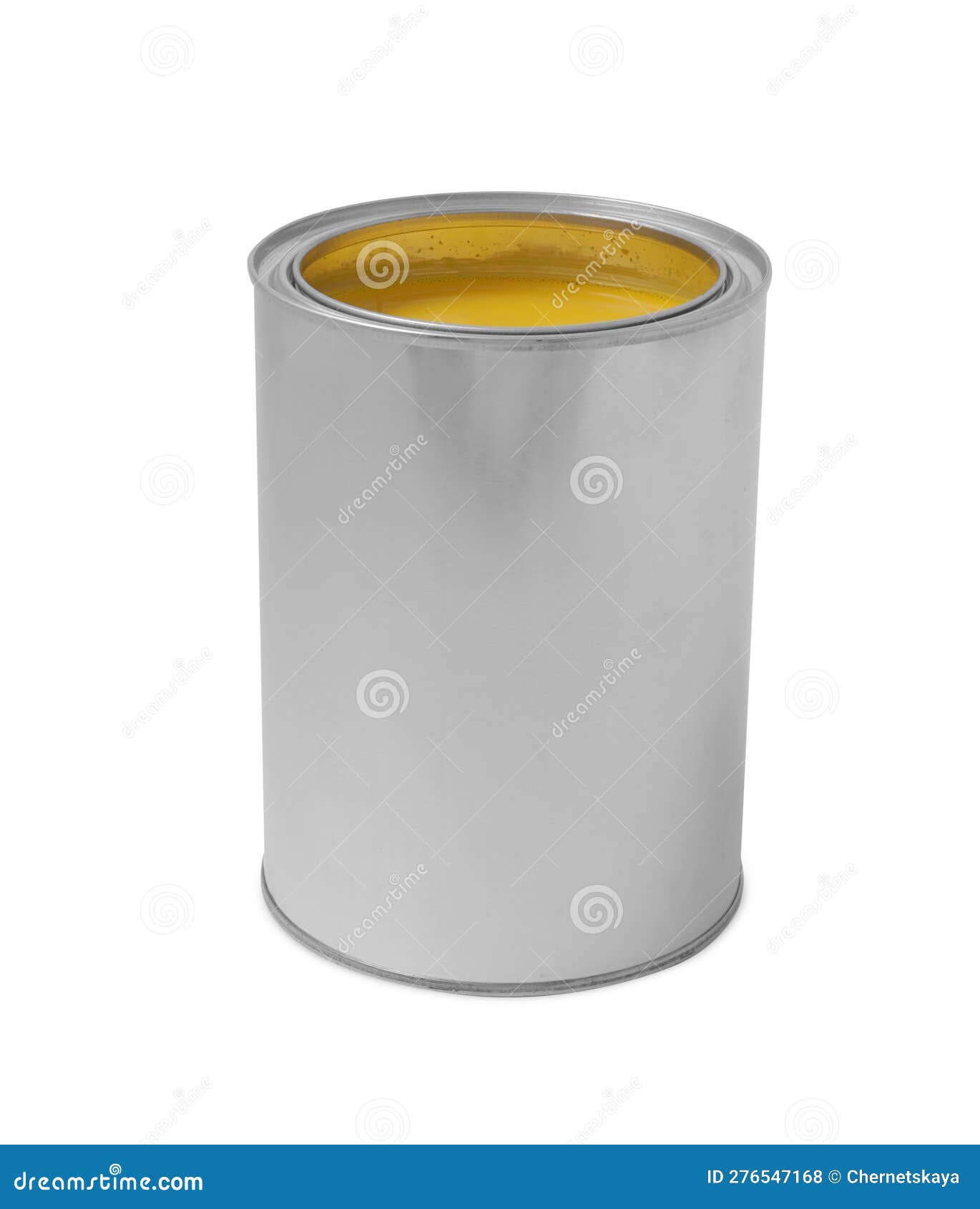 Can with Yellow Paint on White Background Stock Photo - Image of ...