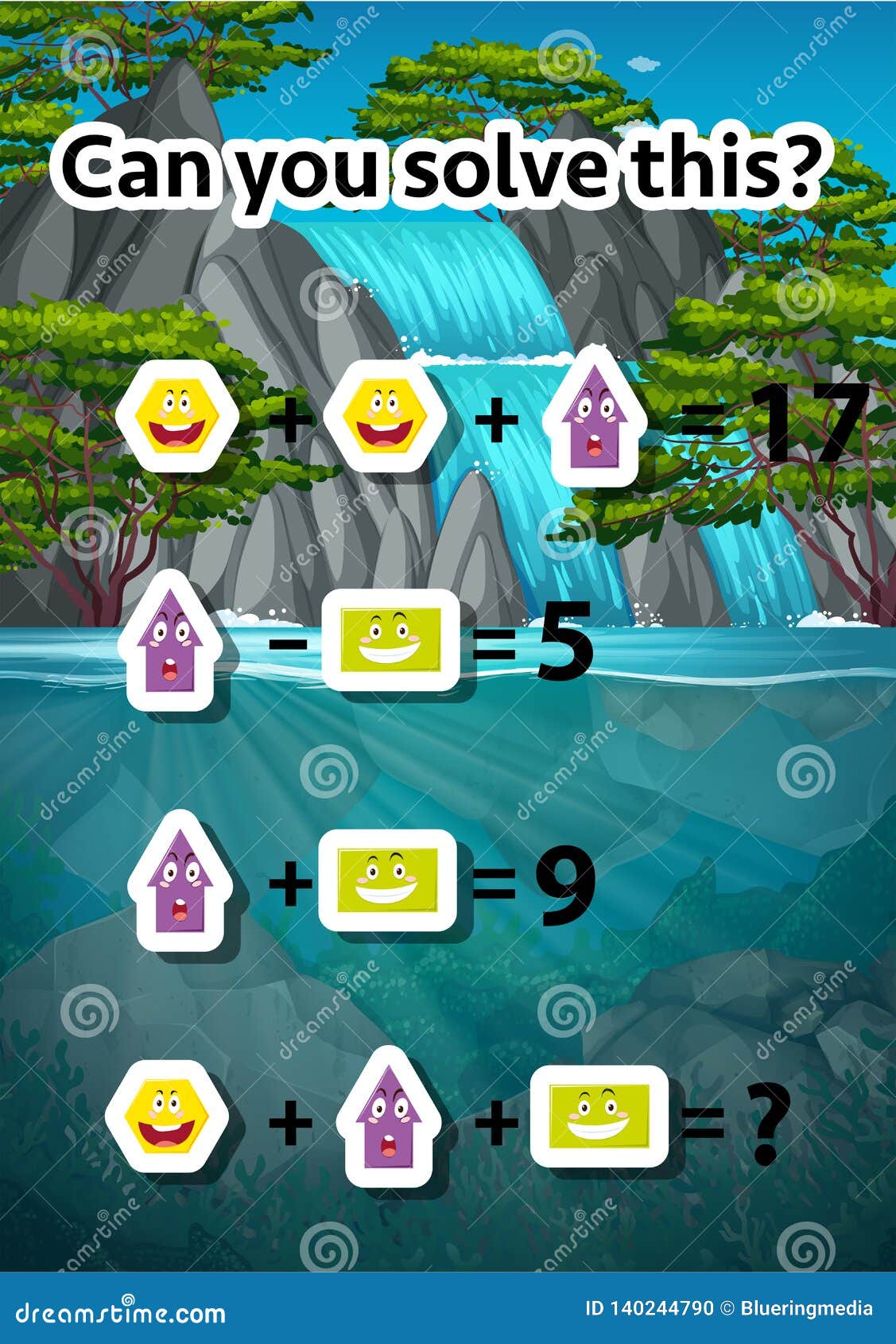 Can You Solve this Waterfall Scene Stock Illustration - Illustration of ... Can You Solve this Waterfall Scene Stock Illustration - Illustration of ...