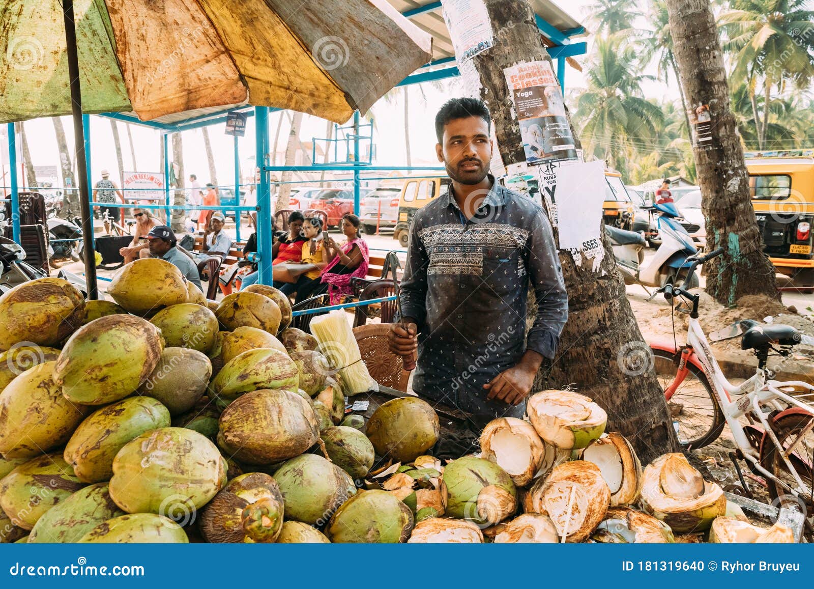 Canacona, Goa, India. Coconut Seller in Grocery Market Editorial Image ... Canacona, Goa, India. Coconut Seller in Grocery Market Editorial Image ...