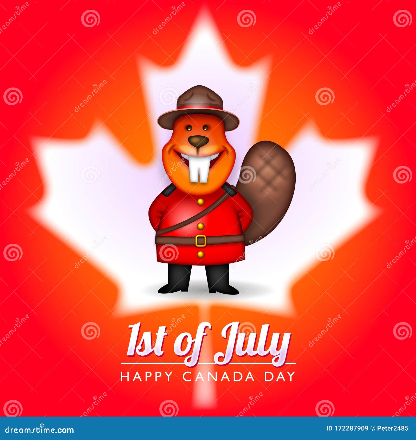 RCMP Canadian Beaver Celebrates Canada Day Stock Vector - Illustration ...