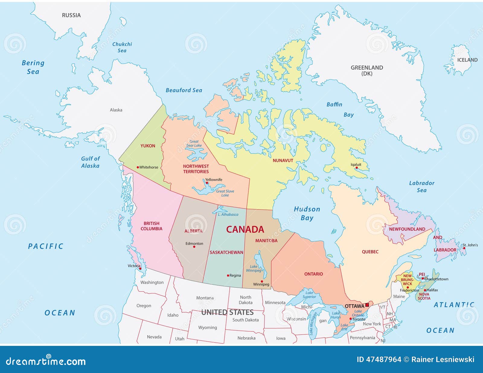 Canada Administrative Map Stock Illustration - Image: 47487964