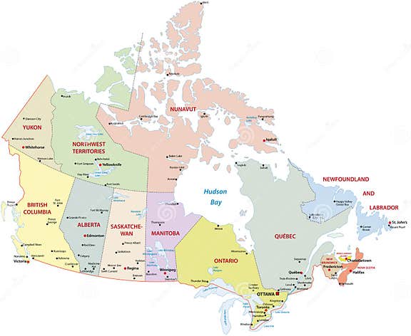 Canada administrative map stock illustration. Illustration of province ...