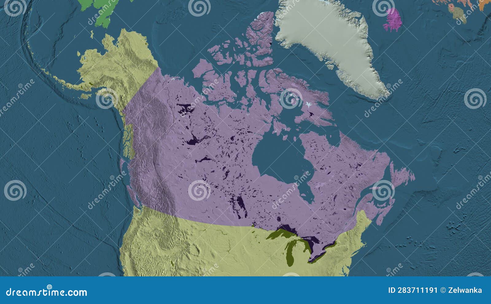 Canada Area. Administrative Map Stock Illustration - Illustration of ...