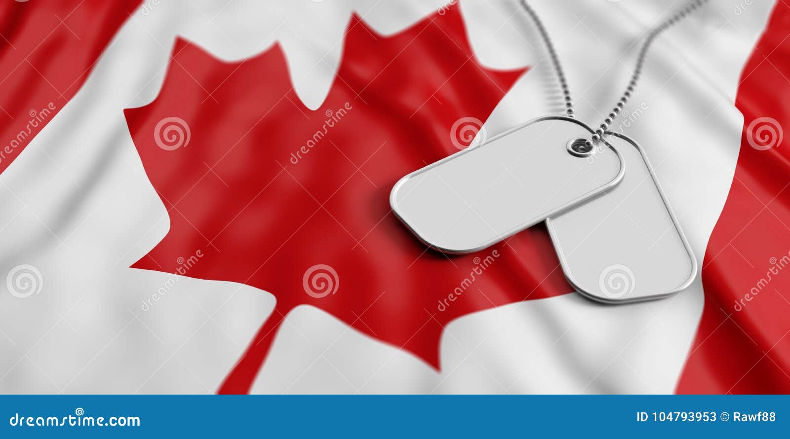 Canada Army Concept, Identification Tags on Canada Flag Background. 3d ...