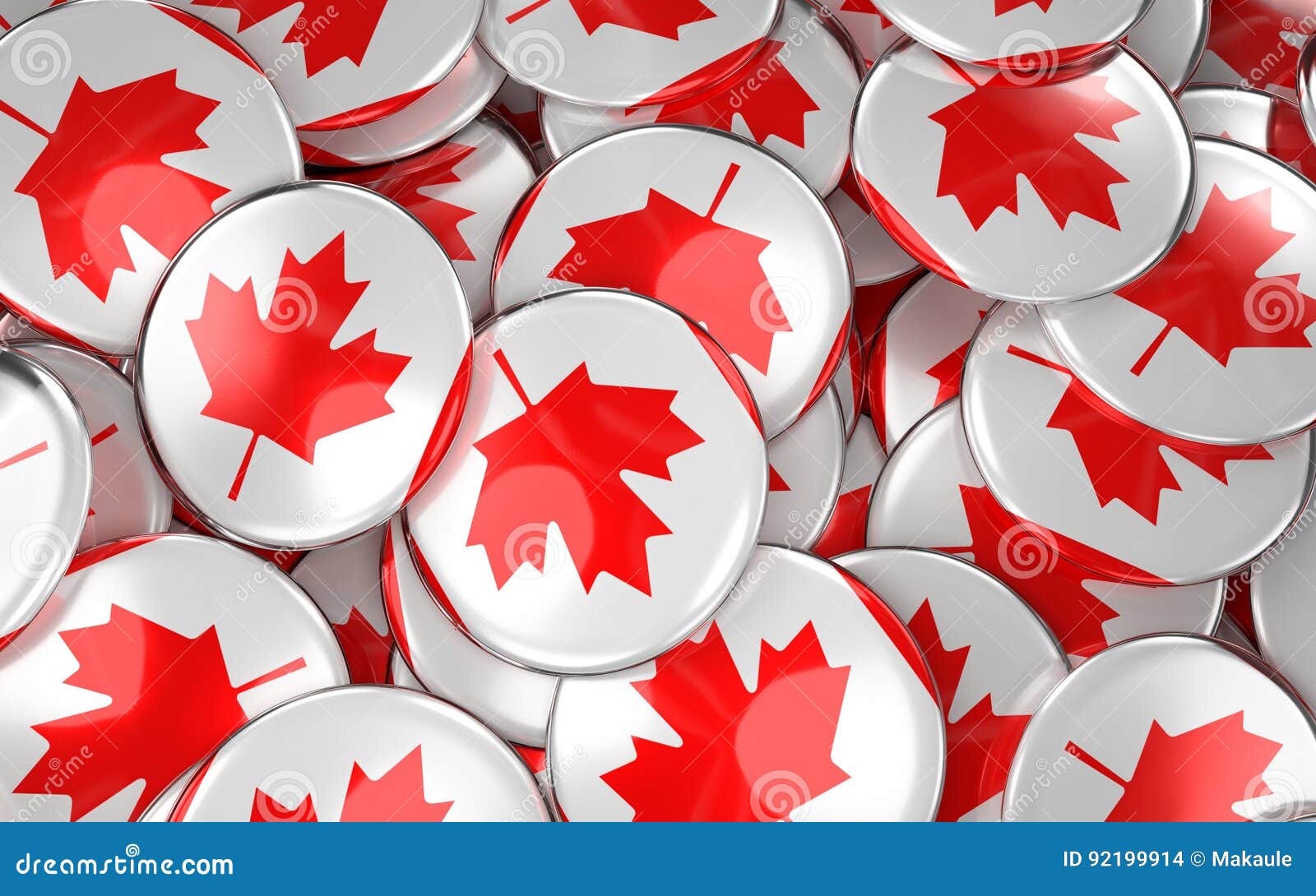 Canada Badges Background - Pile of Canadian Flag Buttons. Stock ...