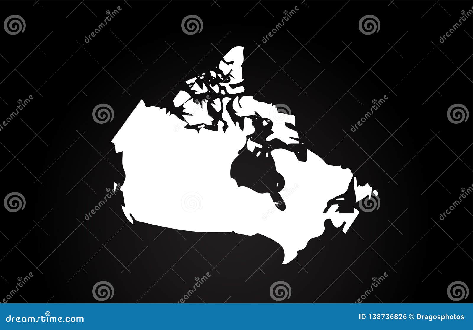 Canada Black and White Country Border Map Logo Design Stock Vector ...