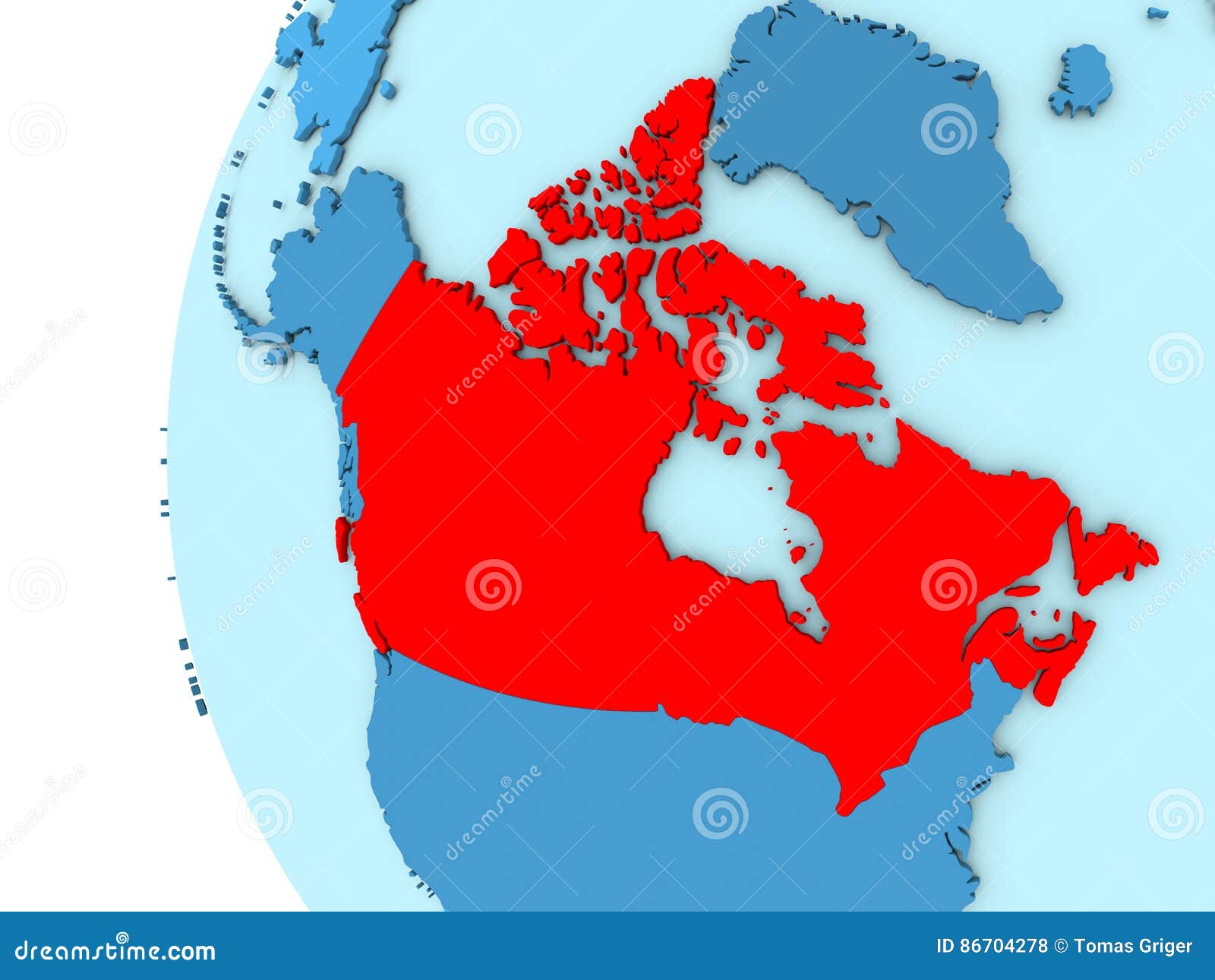 Canada on blue globe stock illustration. Illustration of region - 86704278