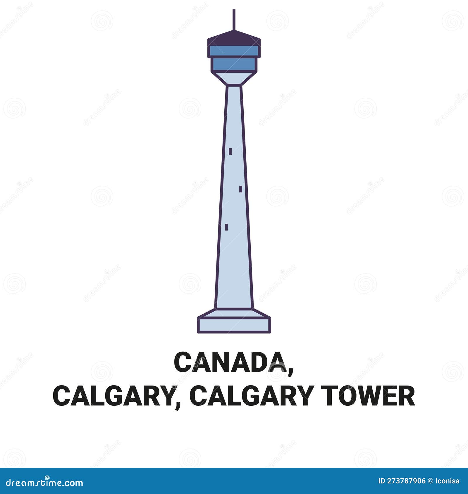 Canada, Calgary, Calgary Tower Travel Landmark Vector Illustration ...