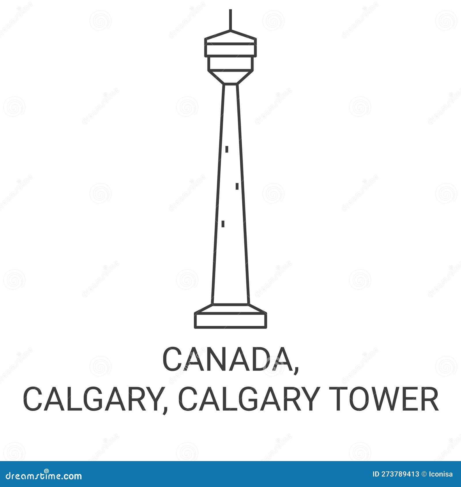Canada, Calgary, Calgary Tower Travel Landmark Vector Illustration ...