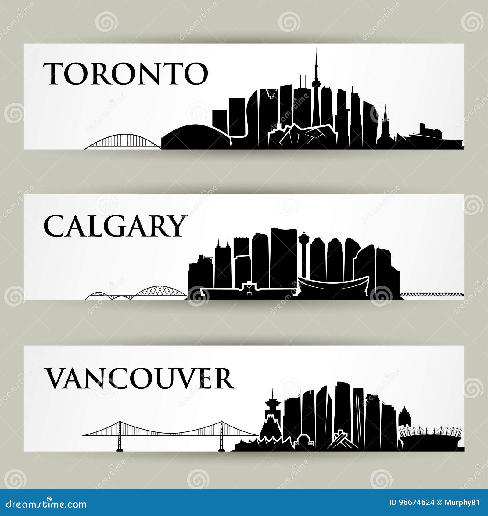 Canada Cities Icons. Canadian Landmark Historic Sight Showplace ...