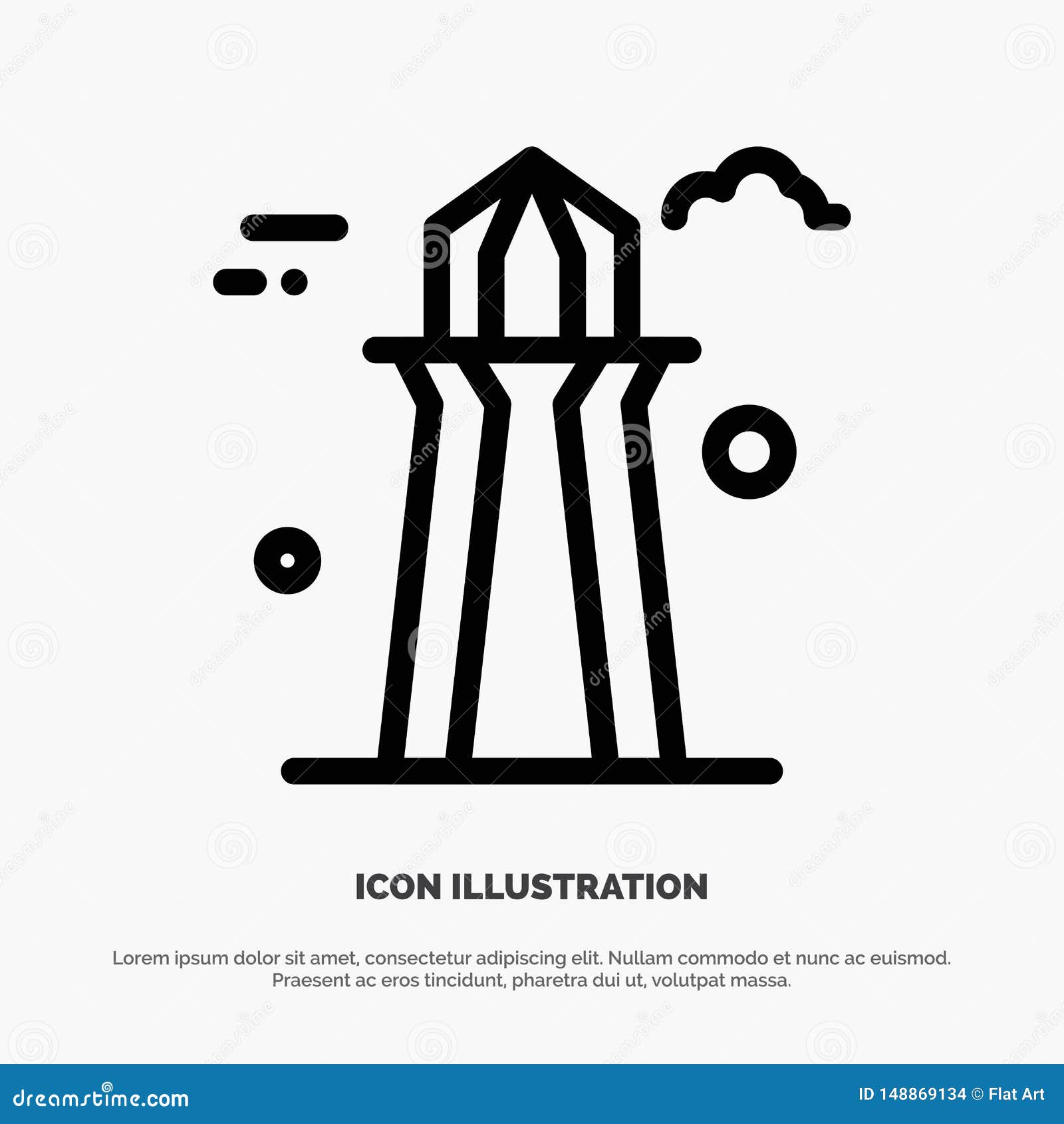 Canada, Co Tower, Canada Tower, Building Line Icon Vector Editorial ...