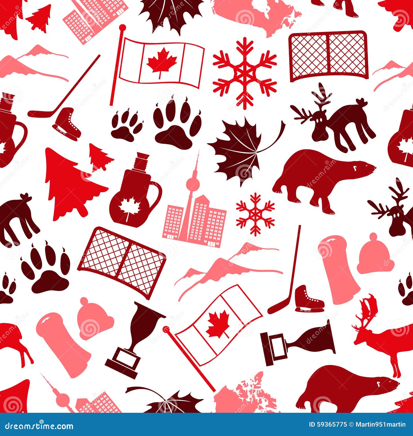 Canada Country Theme Symbols Stock Illustration - Illustration of ...