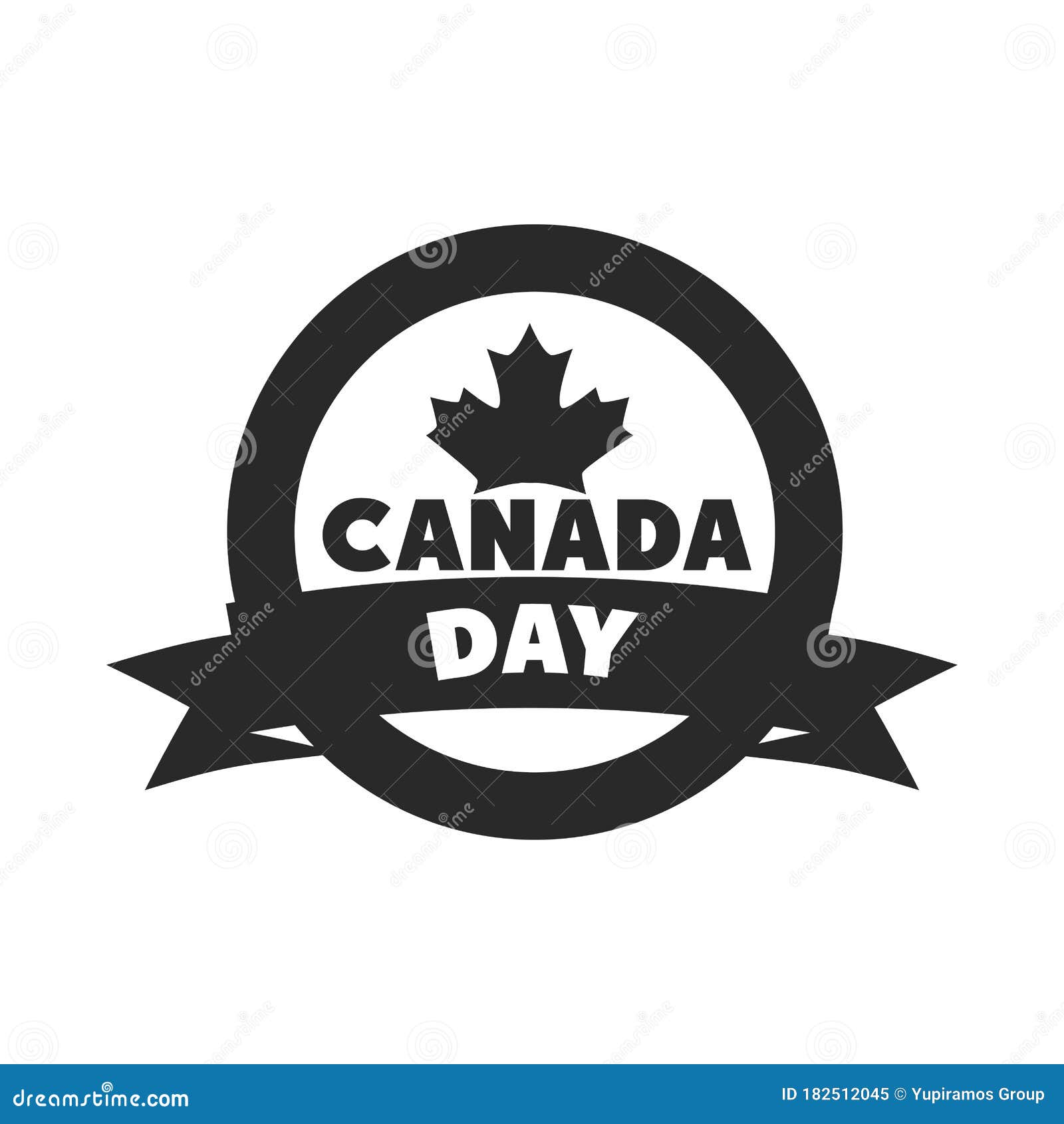 Canada Day, Maple Leaf Banner Insignia Silhouette Style Icon Stock ...